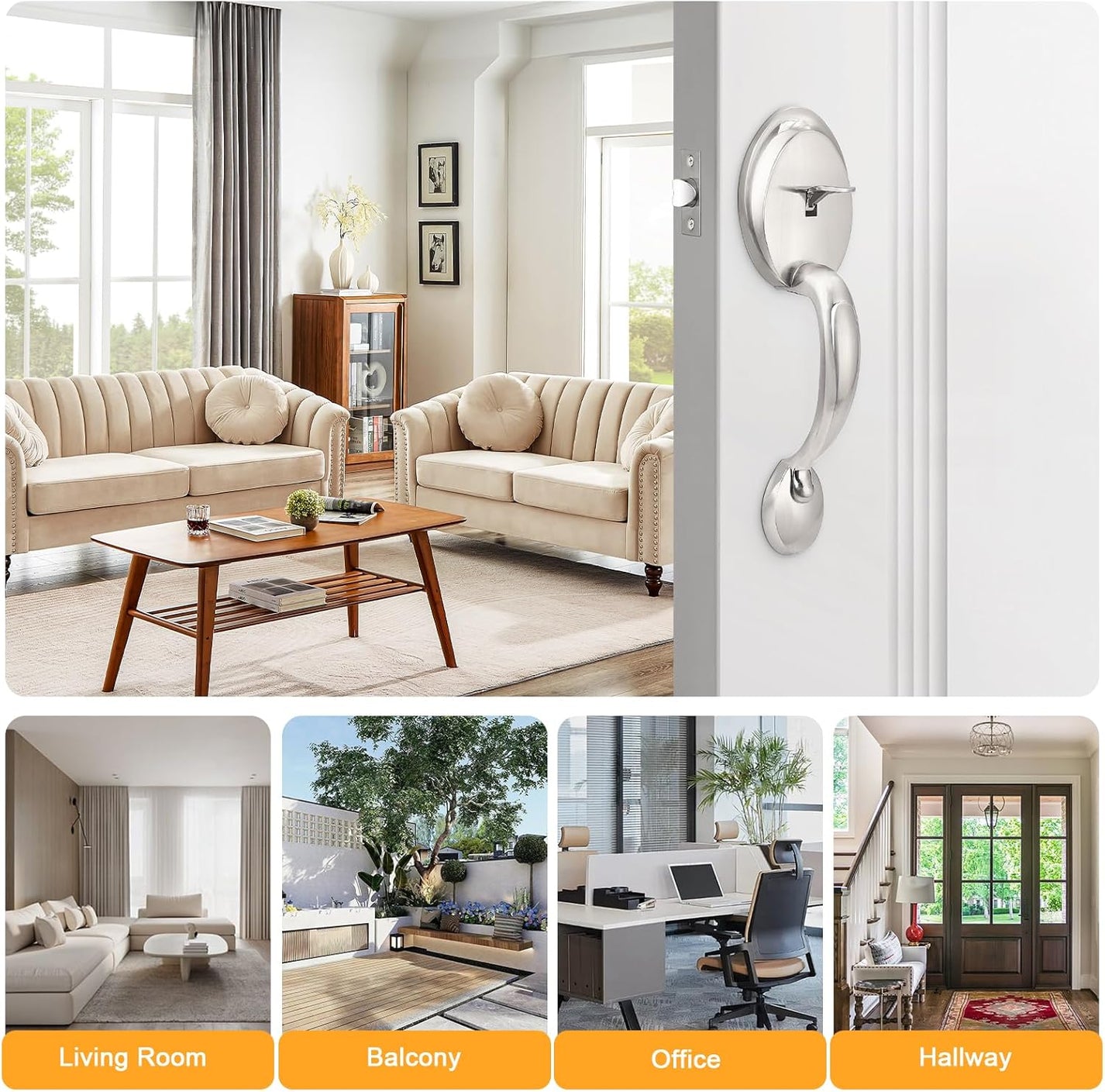 Dummy Door Handle Set Satin Nickel, Exterior Door Handle and Interior ...