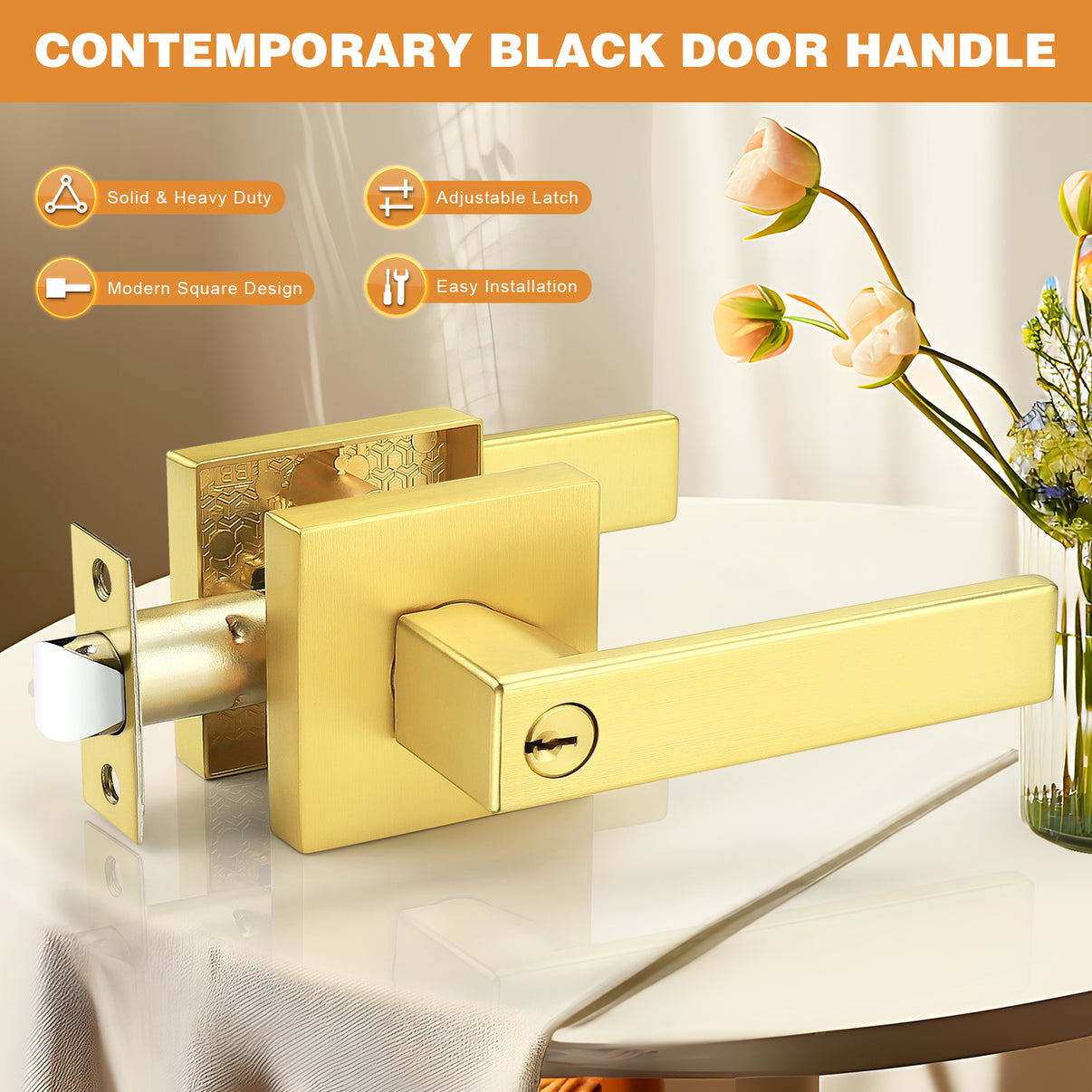 Heavy Duty Door Levers Locks Gold Finish Keyed Alike/Keyed Dummy Door ...