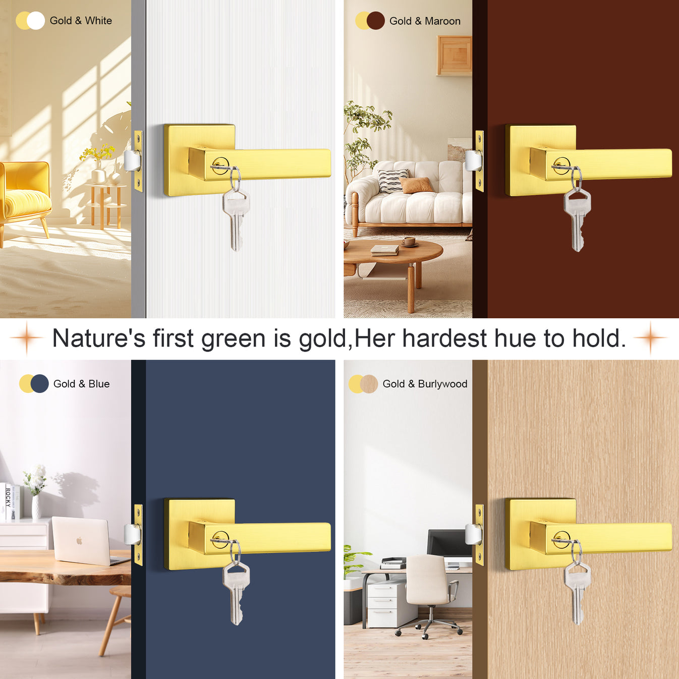 Heavy Duty Door Levers Locks Gold Finish Keyed Alike/Keyed Dummy Door ...