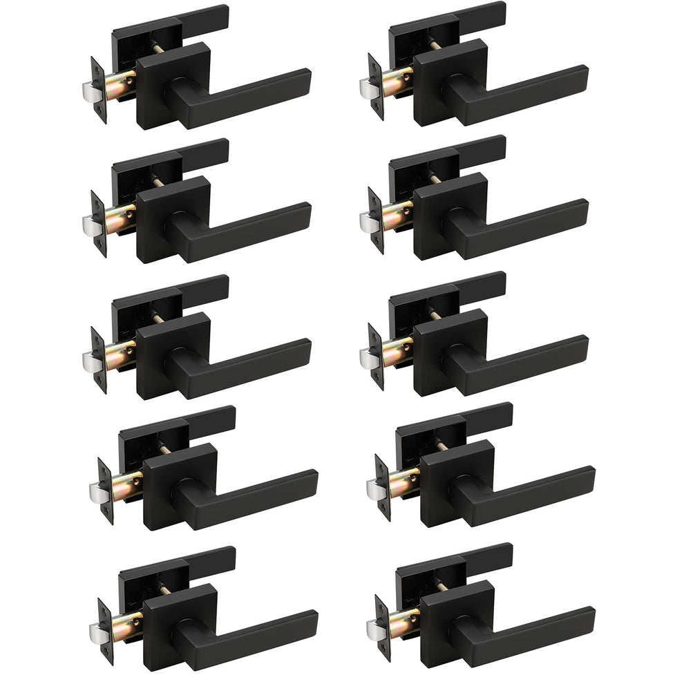 Probrico Hall or Closet Door Levers Locks Black Finish Passage Door Lo