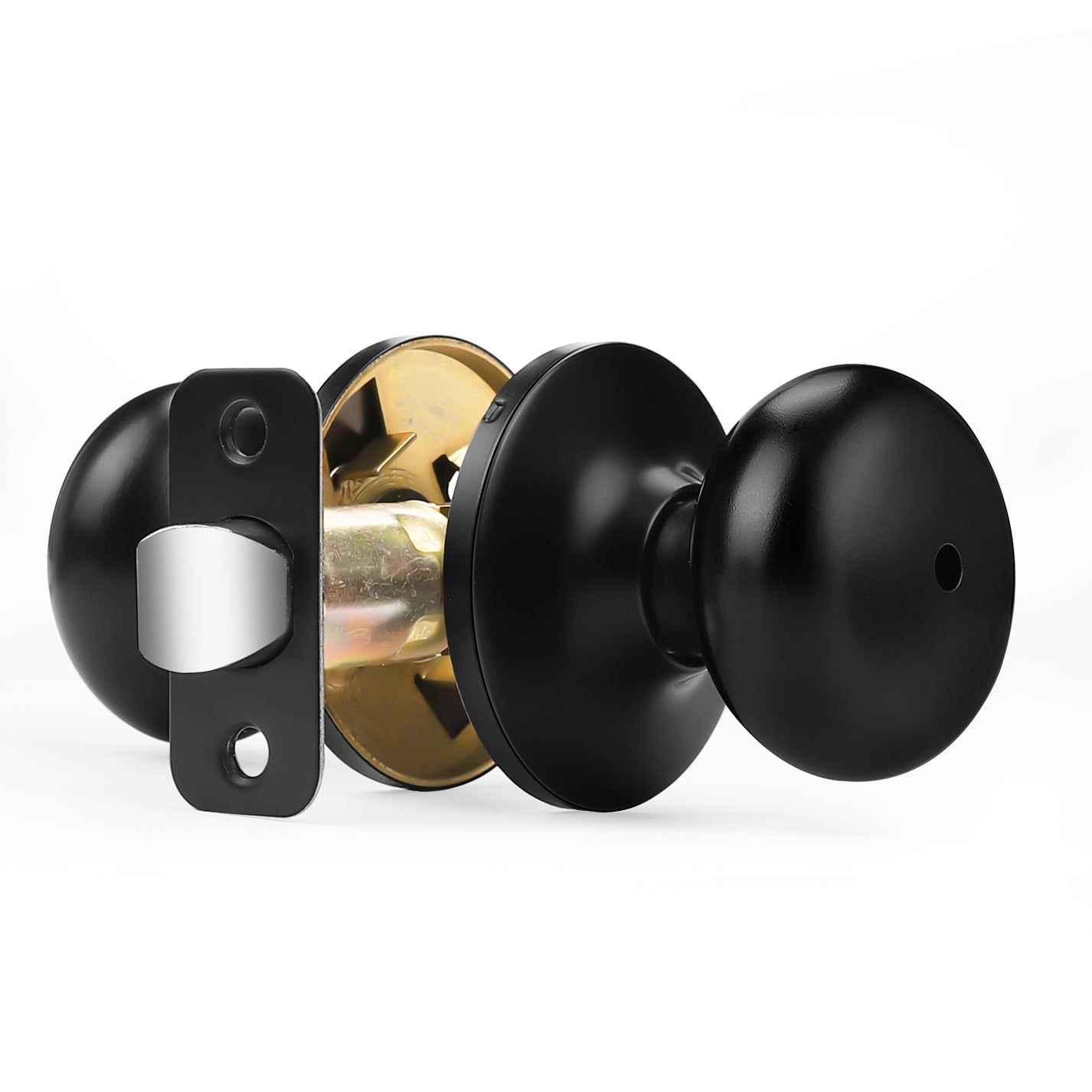 Probrico Door Knobs Interior Door Locks in Matte Black Finish, Ball Kn