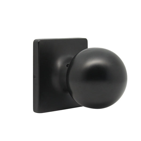 Round Ball Knob with Square Rosette, Interior Passage Door Knobs Black ...