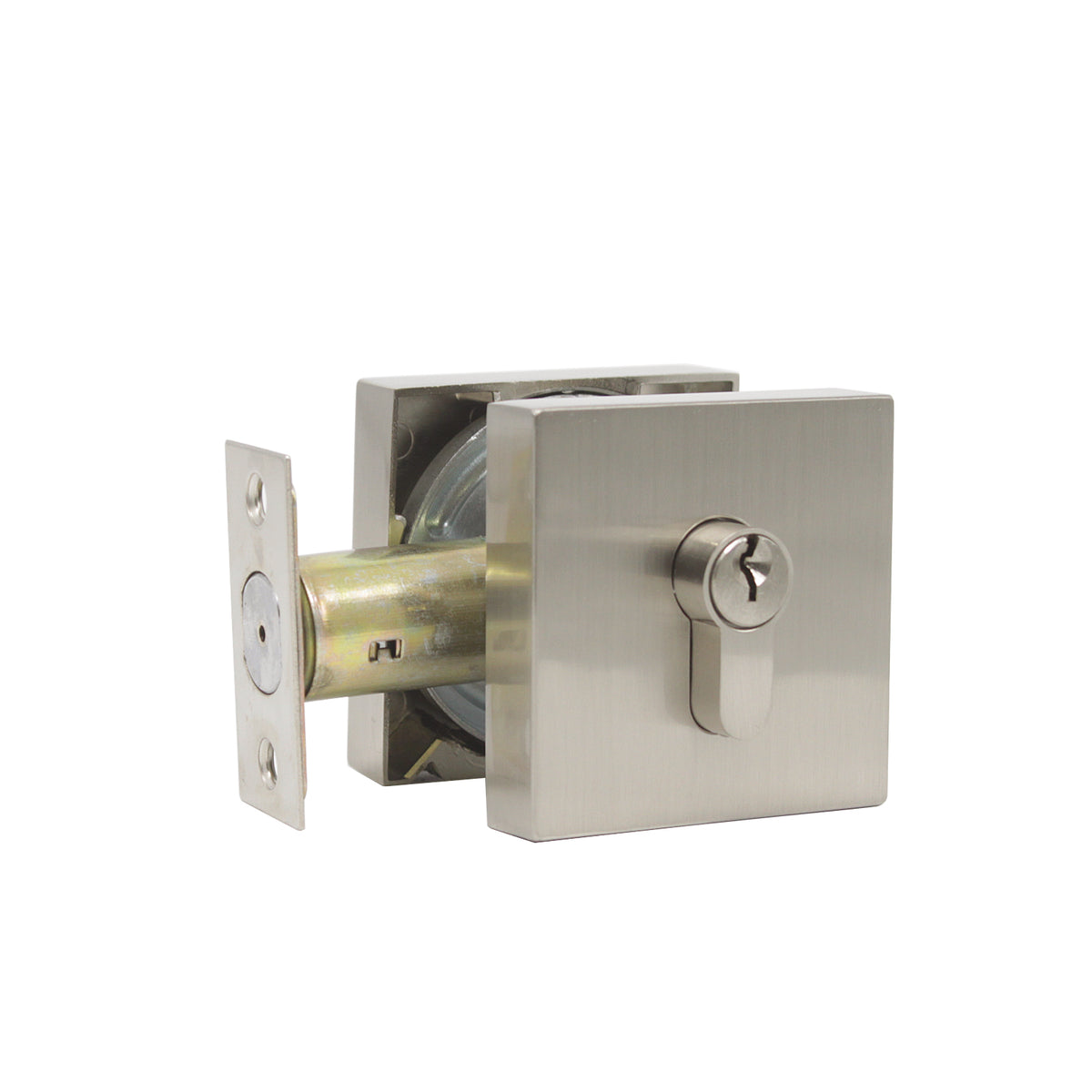 Square Single Cylinder Deadbolt Satin Nickel Keyed Entry Door Lock DLD ...