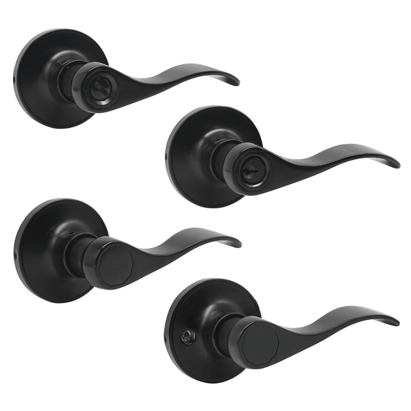 Black Door Handles Wave Style Levers, Entry Keyed/Privacy Lock/Passage ...